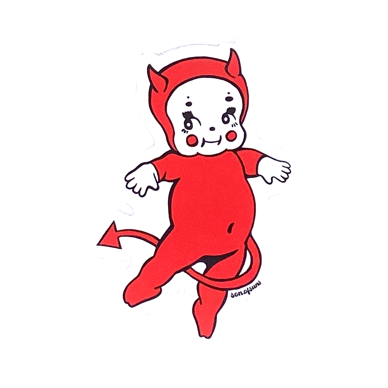 Chubby Devil Dancing Sticker | Slice - Shop, Gallery, Club & Studios